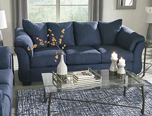 Roundhill Furniture Aruca Navy Blue Microfiber Pillow Back Sofas,