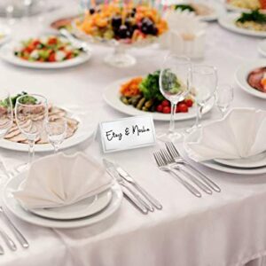 Alpine Industries Tent Place Cards 2” x 3.5”, Place Cards for Weddings, Events, & Special Occasions High-Grade Elegant Design - (White - Silver Border)