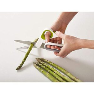 Joseph Joseph 10302 PowerGrip Kitchen Shears Scissors with Thumb Grip and Herb Stripper Separates for Cleaning Japanese Stainless-Steel, White/Green