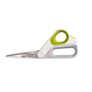 Joseph Joseph 10302 PowerGrip Kitchen Shears Scissors with Thumb Grip and Herb Stripper Separates for Cleaning Japanese Stainless-Steel, White/Green