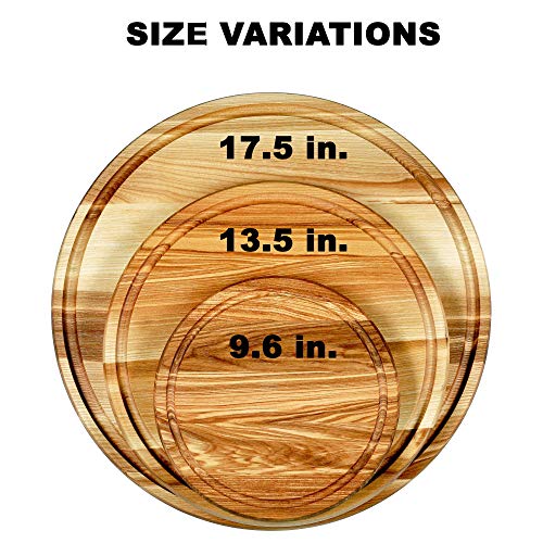 B.Brown Wood Round Cutting Board 13.5 inches Medium Cutting Board