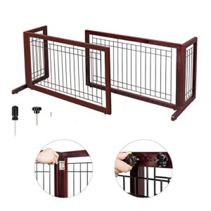 Bonnlo Free Standing Pet Gates for Dogs Indoor Dog Fence, Solid Wooden Dog Gates for The House,Doorways and Stairs, Doggie Gates for Indoors Adjustable from 40" to 71" Wide