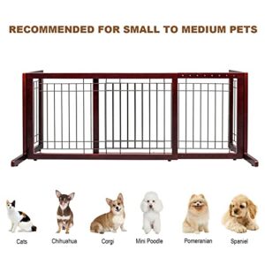 Bonnlo Free Standing Pet Gates for Dogs Indoor Dog Fence, Solid Wooden Dog Gates for The House,Doorways and Stairs, Doggie Gates for Indoors Adjustable from 40" to 71" Wide