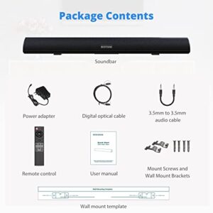 BESTISAN 80 Watt Soundbar, Sound Bars for TV of Home Theater System (Bluetooth 5.0, HDMI, 34 inch, DSP Audio, Strong Bass, Wireless Wired Connections, Bass Adjustable, Wall Mountable)