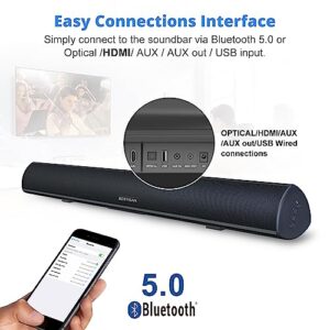 BESTISAN 80 Watt Soundbar, Sound Bars for TV of Home Theater System (Bluetooth 5.0, HDMI, 34 inch, DSP Audio, Strong Bass, Wireless Wired Connections, Bass Adjustable, Wall Mountable)