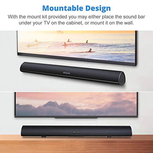 BESTISAN 80 Watt Soundbar, Sound Bars for TV of Home Theater System (Bluetooth 5.0, HDMI, 34 inch, DSP Audio, Strong Bass, Wireless Wired Connections, Bass Adjustable, Wall Mountable)