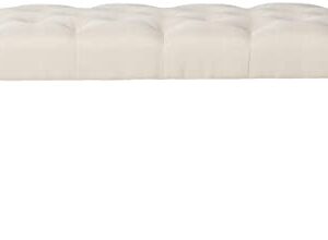 Roundhill Furniture Leviton Fabric Tufted Turned Leg Dining Bench, beige