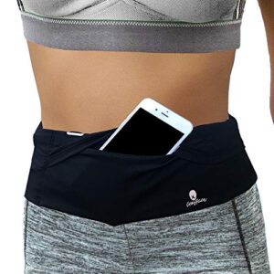 Universal Running Belt for all Phone (iPhone 14/13/12/11/8/SE/XR/Mini/Max/Plus/Pro, Samsung Galaxy S22/S21/S20/S10/S9/Ultra). Sports Waist Pack for Runners, Fitness, Exercise and Gym Workouts (Black)