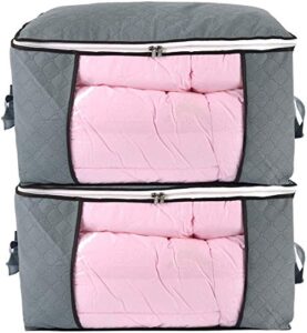 combocube jumbo zippered storage bag for closet king comforter, pillow, quilt, bedding, clothes, blanket organizers with large clear window & carry handles space saver