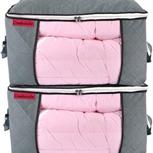 combocube Jumbo Zippered Storage Bag for Closet King Comforter, pillow, quilt, bedding, Clothes, Blanket Organizers with Large Clear Window & Carry Handles Space Saver