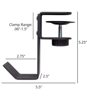 Stand Up Desk Store Clamp-On Under Desk Headphone Hook, Backpack Hook, and Purse Hook for Desk - Black