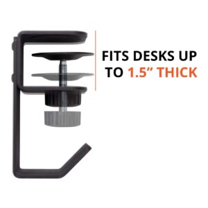 Stand Up Desk Store Clamp-On Under Desk Headphone Hook, Backpack Hook, and Purse Hook for Desk - Black