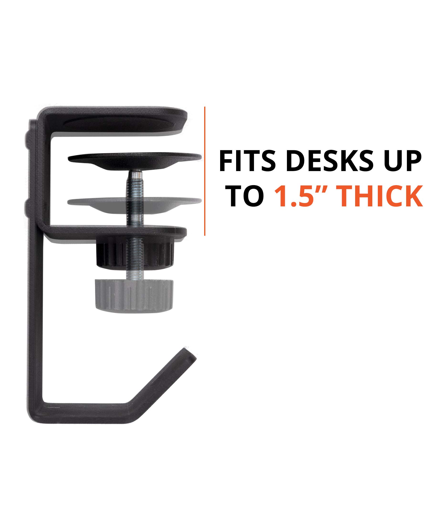 Stand Up Desk Store Clamp-On Under Desk Headphone Hook, Backpack Hook, and Purse Hook for Desk - Black