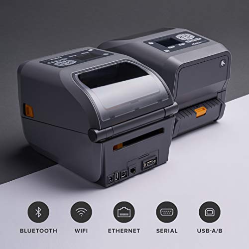 ZEBRA ZD620t Thermal Transfer Desktop Printer with LCD Screen 300 dpi Print Width 4 in WiFi Bluetooth Ethernet Serial USB with Peeler ZD62143-T11L01EZ