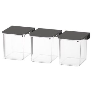 ikea skadis container with lid gray / 3 pack 803.469.22