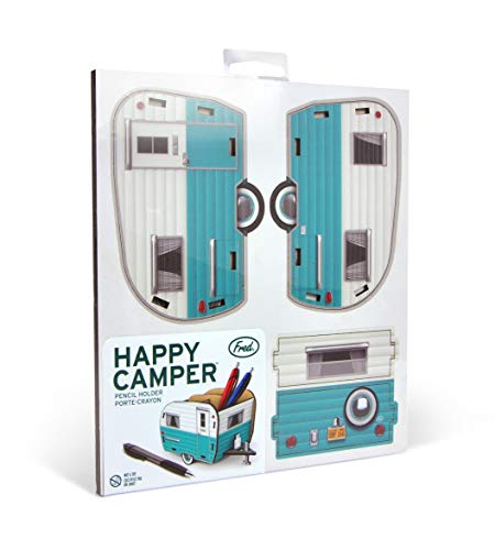 Genuine Fred Happy Camper Vintage Camper Pencil Holder, White and Blue (5242680)