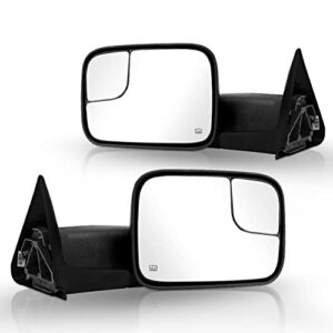 perfit zone towing mirror pair set replacement for 98-02 ram 1500 2500 3500 powered heated black