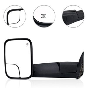 Perfit Zone TOWING MIRROR PAIR SET Replacement for 98-02 RAM 1500 2500 3500 Powered Heated Black