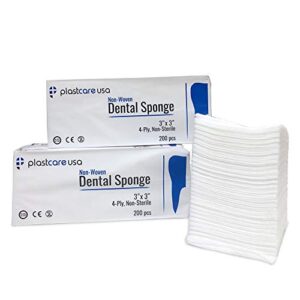 600 count gauze pads 3x3 - soft 4-ply non woven gauze sponges - non sterile dental gauze & esthetic wipes - all purpose medical gauze squares for first aid, surgical, wound dressing (3 packs of 200)