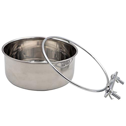 M.Z.A Bird Feeding Bowl Clamp On Coop Cups Stainless Steel Bird Feeder Dish Small Animal Food Bowl Attaches to Cage (30 Ounce)