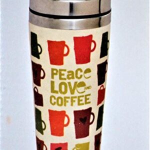 Travel Bamboo Fiber Peace Love Coffee Mug Stainless Steel 14oz Tea Hot Cold Cup