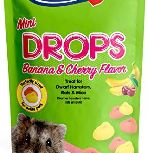 Vitakraft Drops Mini Banana & Cherry Flavor Dwarf Hamster, Rat, and Mouse Treat, 2.5 oz, Multi