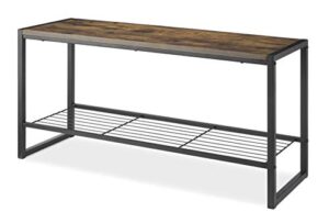 whitmor modern industrial entryway bench w/shoe storage, brown