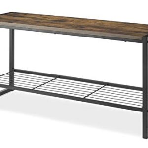 Whitmor Modern Industrial Entryway Bench w/Shoe Storage, Brown