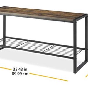 Whitmor Modern Industrial Entryway Bench w/Shoe Storage, Brown