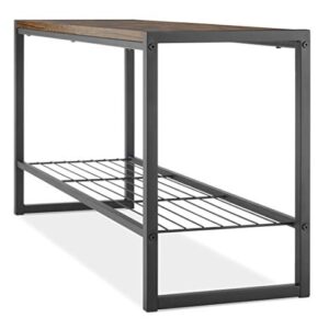 Whitmor Modern Industrial Entryway Bench w/Shoe Storage, Brown