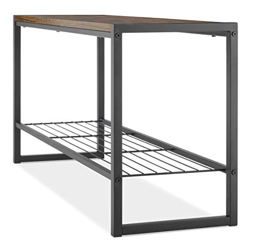 Whitmor Modern Industrial Entryway Bench w/Shoe Storage, Brown