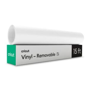 cricut premium removable vinyl (12 in × 15 ft), no-residue easy removal up to 2 years, perfect for indoor-outdoor diy projects & removable decals, compatible with cricut machines, white