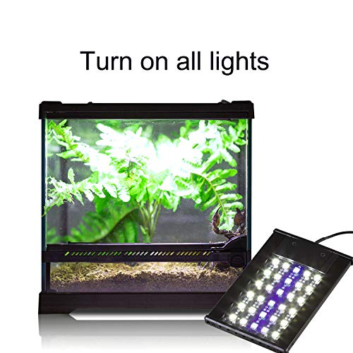 REPTI ZOO Terrarium Light Day and Night Mode Reptile LED Light Hood for Reptile Terrarium White Light and Blue Light Fit for Different Pet Habits