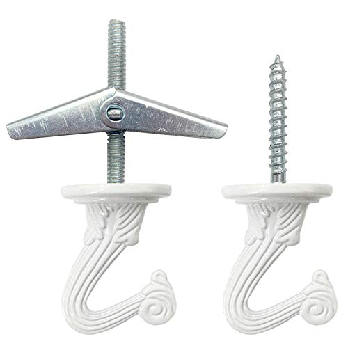 10 Sets Ceiling Hooks - Heavy Duty Swag Hook with Hardware for Hanging Plants Ceiling Installation Cavity Wall Fixing White