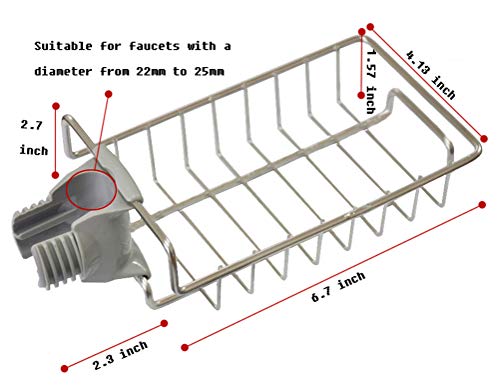 Hanging Faucet Rack Stainless Steel Adjustable Height, Flexible and Rotatable Small Sink Drain Rack, Suitable for Soap, sponges, brushes, rags, etc.