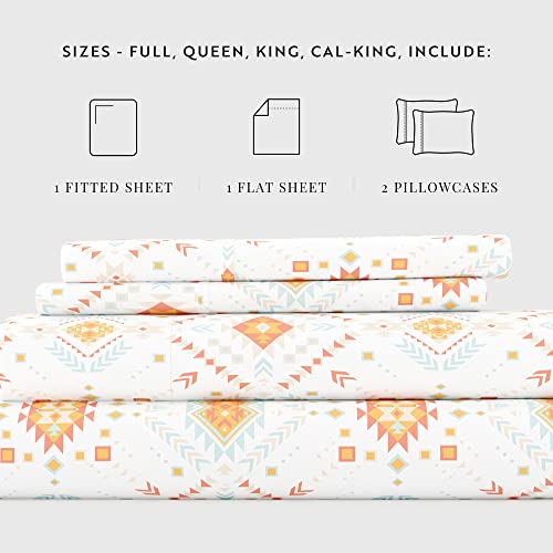 Linen Market 4 Piece King Bedding Sheet Set (Aztec Coral) - Sleep Better Than Ever with These Ultra-Soft & Cooling Bed Sheets for Your King Size Bed - Deep Pocket Fits 16" Mattress