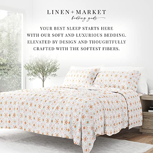 Linen Market 4 Piece King Bedding Sheet Set (Aztec Coral) - Sleep Better Than Ever with These Ultra-Soft & Cooling Bed Sheets for Your King Size Bed - Deep Pocket Fits 16" Mattress