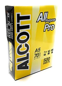 alcott a5 printer copy paper - (8.3"x 5.83") - 500 sheets (70 gsm - 18lb)