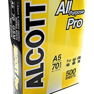 Alcott A5 Printer Copy Paper - (8.3"x 5.83") - 500 Sheets (70 GSM - 18lb)