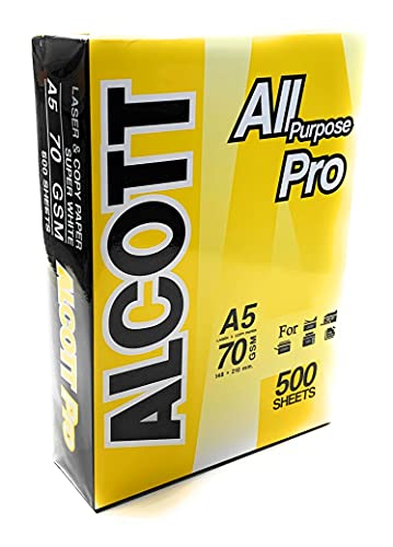 Alcott A5 Printer Copy Paper - (8.3"x 5.83") - 500 Sheets (70 GSM - 18lb)