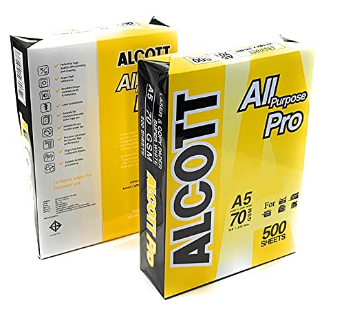 Alcott A5 Printer Copy Paper - (8.3"x 5.83") - 500 Sheets (70 GSM - 18lb)