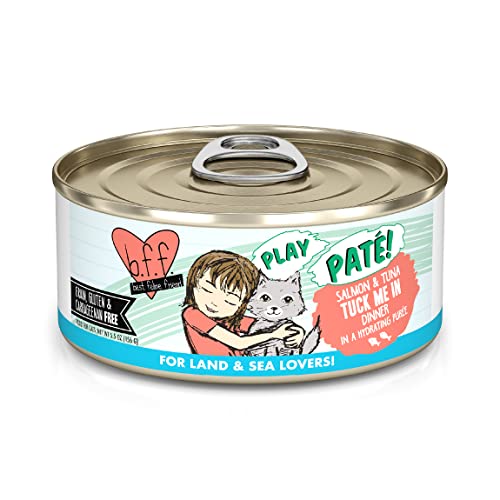 B.F.F. PLAY - Best Feline Friend Paté Lovers, Aw Yeah!, Salmon & Tuna Tuck Me In with Salmon & Tuna, 5.5oz Can (Pack of 8)