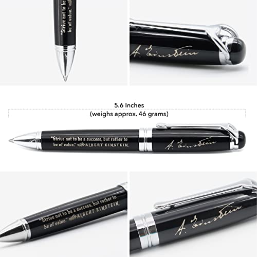 Inkstone Ballpoint Black Ink Pen | Inspirational Albert Einstein Quote Strive Not to Be a Success, but Rather to be of Value | Durable | Thoughtful and Encouraging Gifts