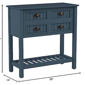 Decor Therapy Bailey Bead Board 4-Drawer Console Table, Antique Navy