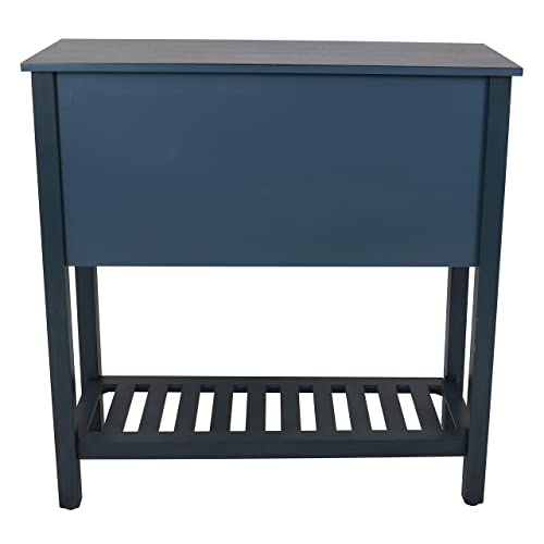 Decor Therapy Bailey Bead Board 4-Drawer Console Table, Antique Navy