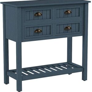 Decor Therapy Bailey Bead Board 4-Drawer Console Table, Antique Navy