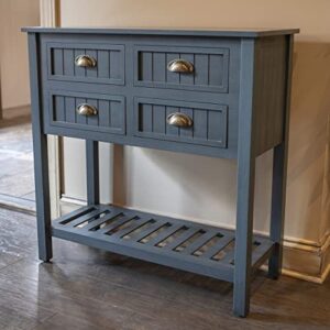 Decor Therapy Bailey Bead Board 4-Drawer Console Table, Antique Navy