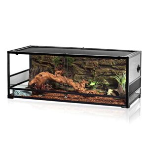 repti zoo 67gallon reptile large terrarium upgrade glass front opening tank sliding door with screen ventilation reptile terrarium about 48" x 18" x 18"(knock-down)