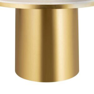 TOV Furniture Alisin Modern Round Dining Table with Stainless Steel Base, Marble/Brushed Gold