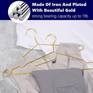 Amber Home 17" Shiny Gold Strong Metal Hanger 10 Pack, Gold Clothes Hangers, Heavy Duty Coat Hangers, Standard Suit Hangers for Jacket, Shirt, Dress (Gold, 10) ket, Shirt, Dress (Gold, 30) (10)